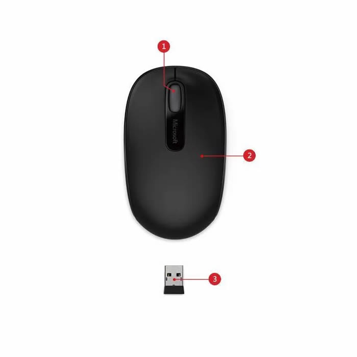 Mouse Microsoft 1850 inalambrico Negro