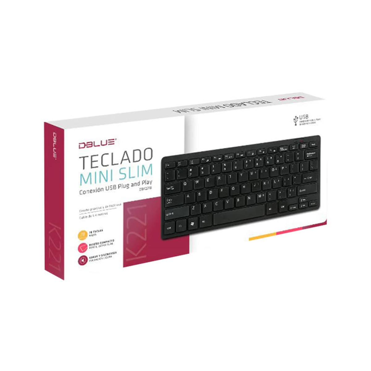 Mini Teclado Usb Dblue Negro Slim Cableado