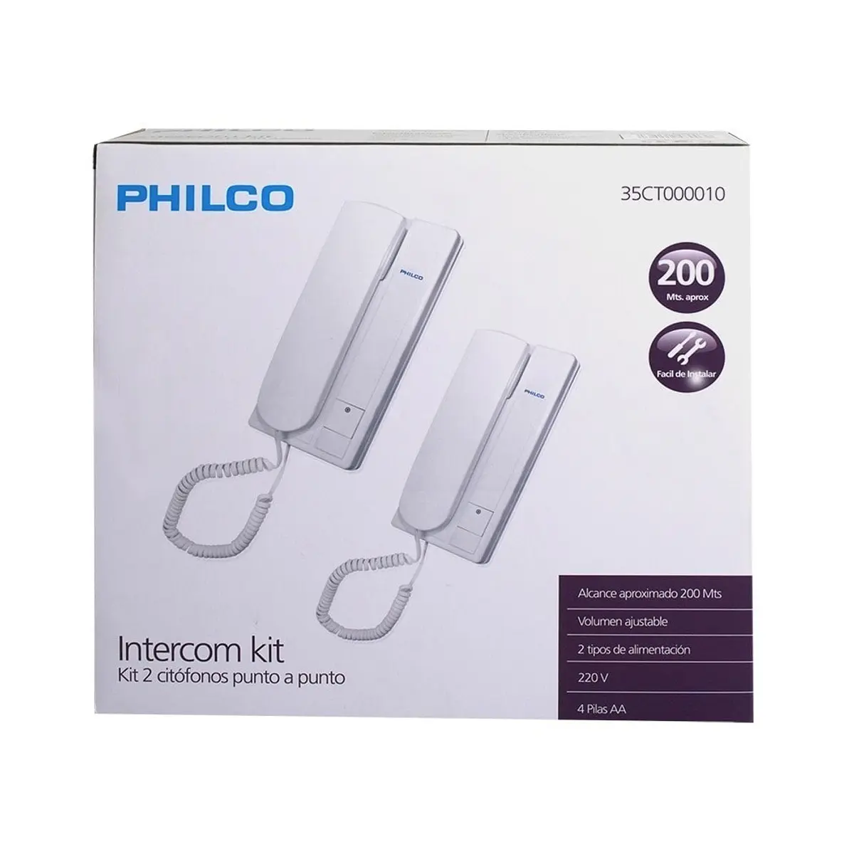 Kit 2 Citofonos Punto a Punto Philco Intercomunicador