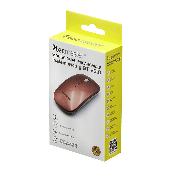 Mouse Slim Dual Inalámbrico Tecmaster Recargable Rosa