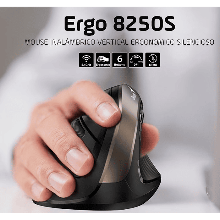 Mouse Genius Ergo 8250s Vertical Inalámbrico Ergonómico Negr