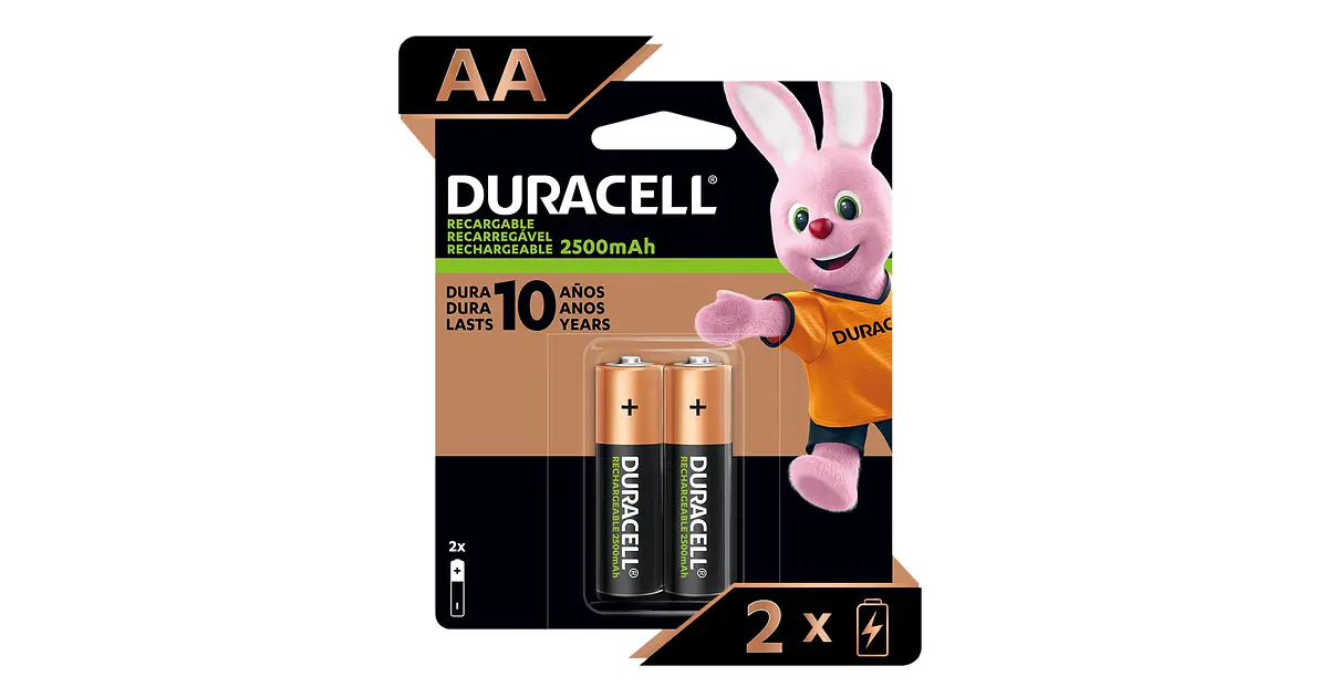 Pack 2 Pilas AA Recargables Duracell 2500mAh