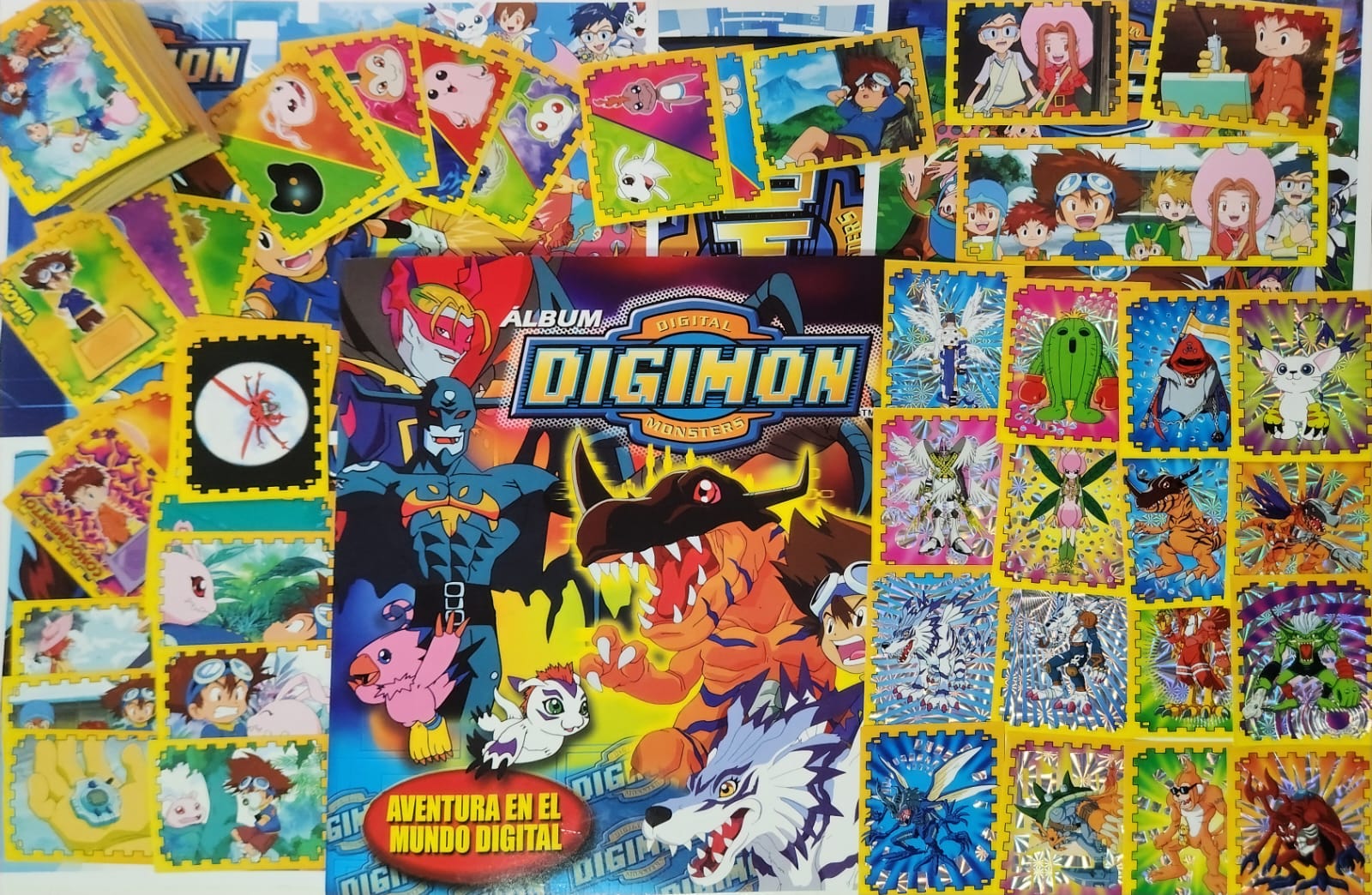 ALBUM DIGIMON 1 COMPLETO A PEGAR + SET COMPLETO DE LAMIN