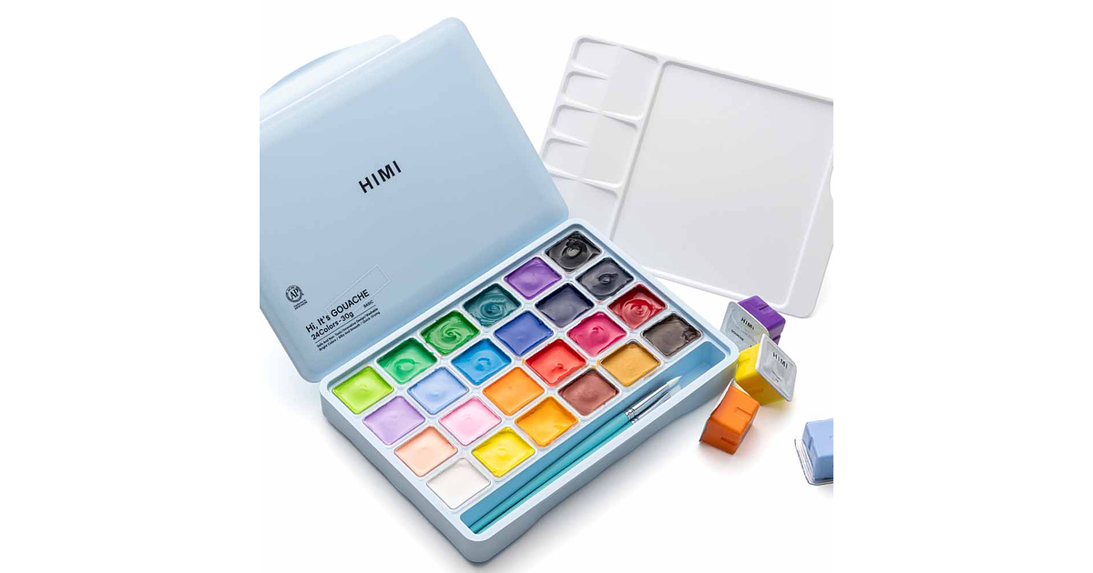 HIMI SET GOUACHE 24 COLORES / 30GR (INCLUYE PINCEL) CELESTE