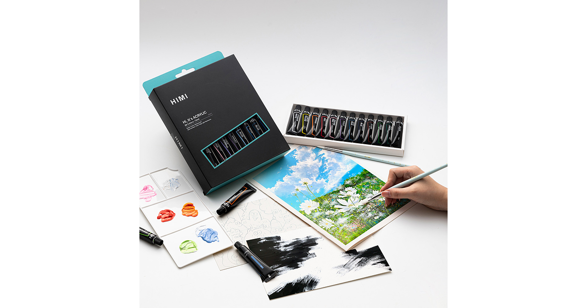 TUBOS DE PINTURA ACRÍLICA HIMI, 12ML/18COLORES