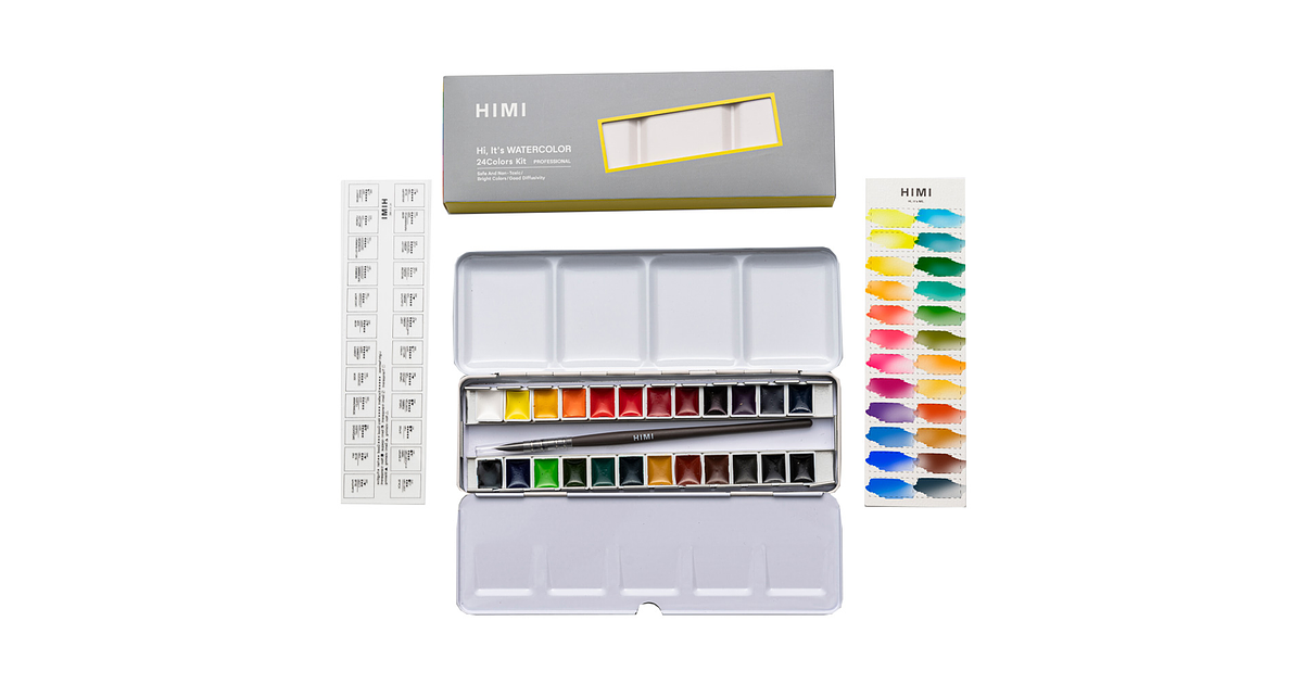 SET DE PINTURA 24 COLORES ACUARELA HIMI 2ML