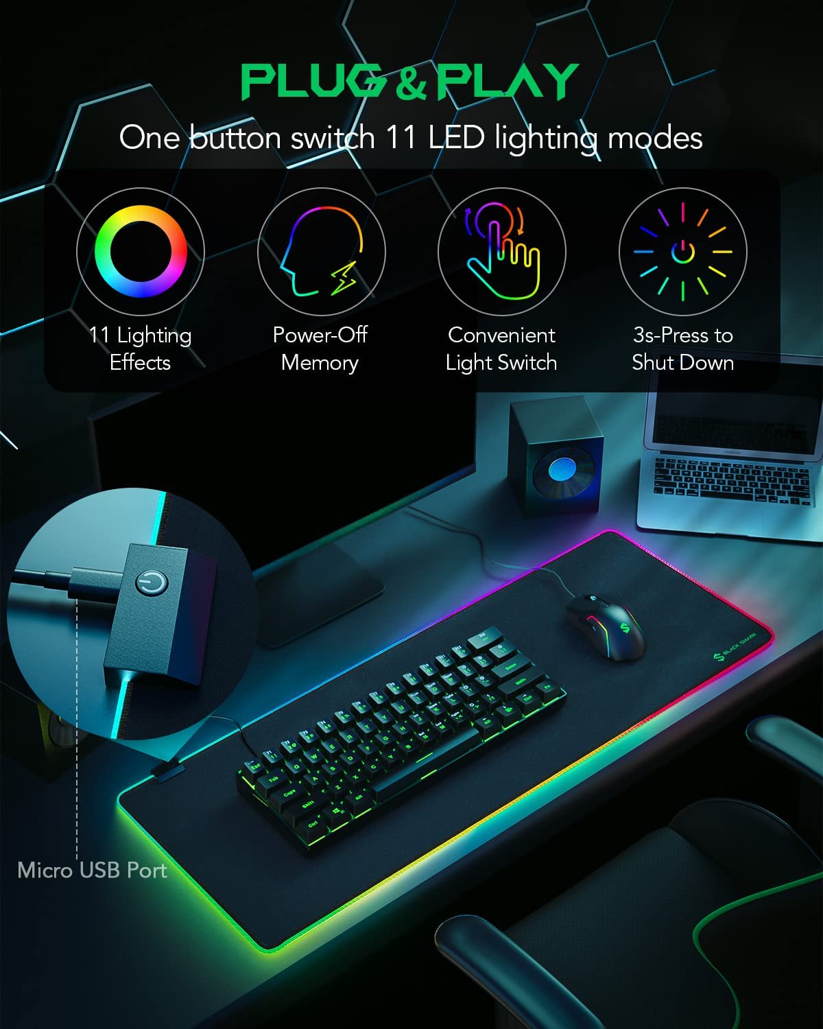 PAD MOUSE RGB XL - BLACK SHARK