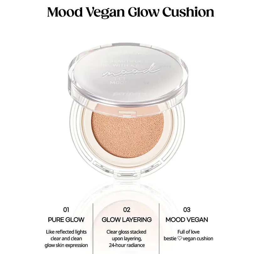 Mood Vegan Glow Cushion SPF50+ PA++++ (Peripera) Base ligera