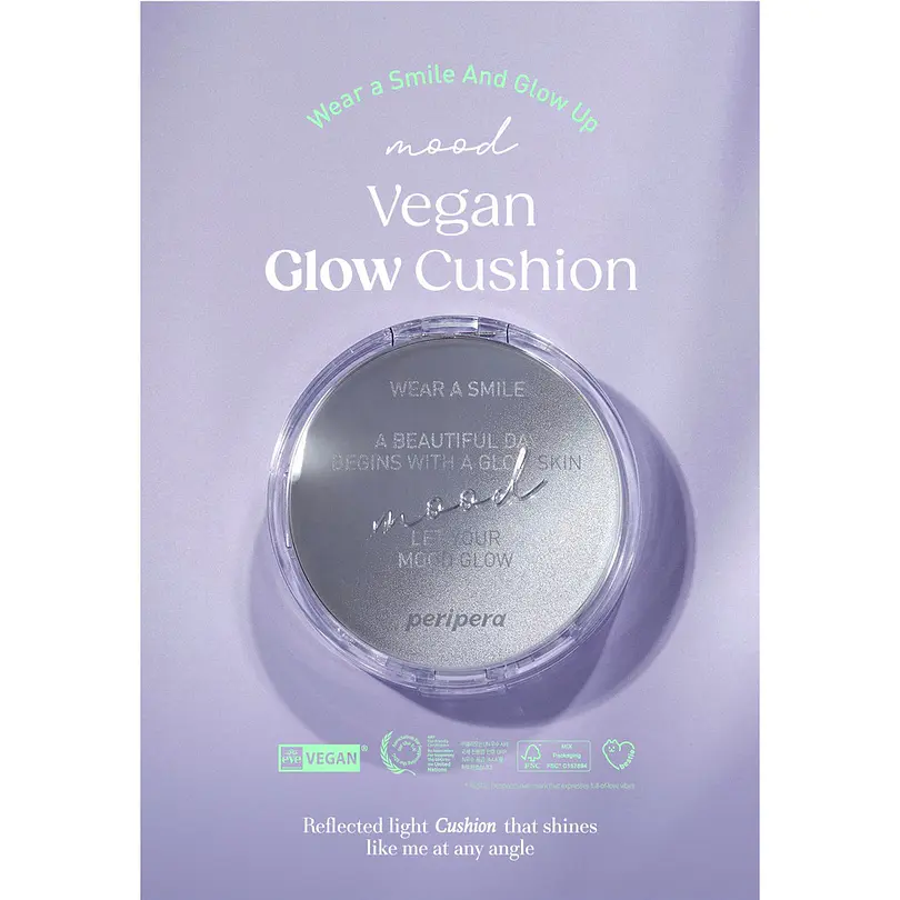 Mood Vegan Glow Cushion SPF50+ PA++++ (Peripera) Base ligera