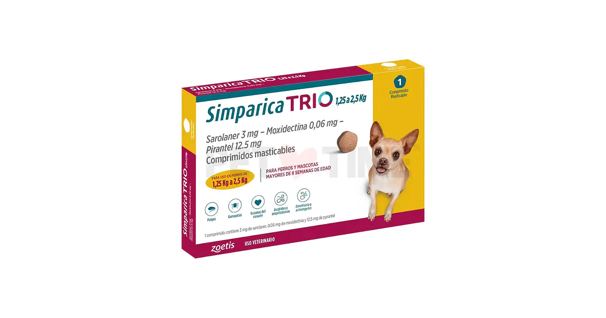 SIMPARICA TRIO 5MG X1 TAB 1.3 A 2.5KG