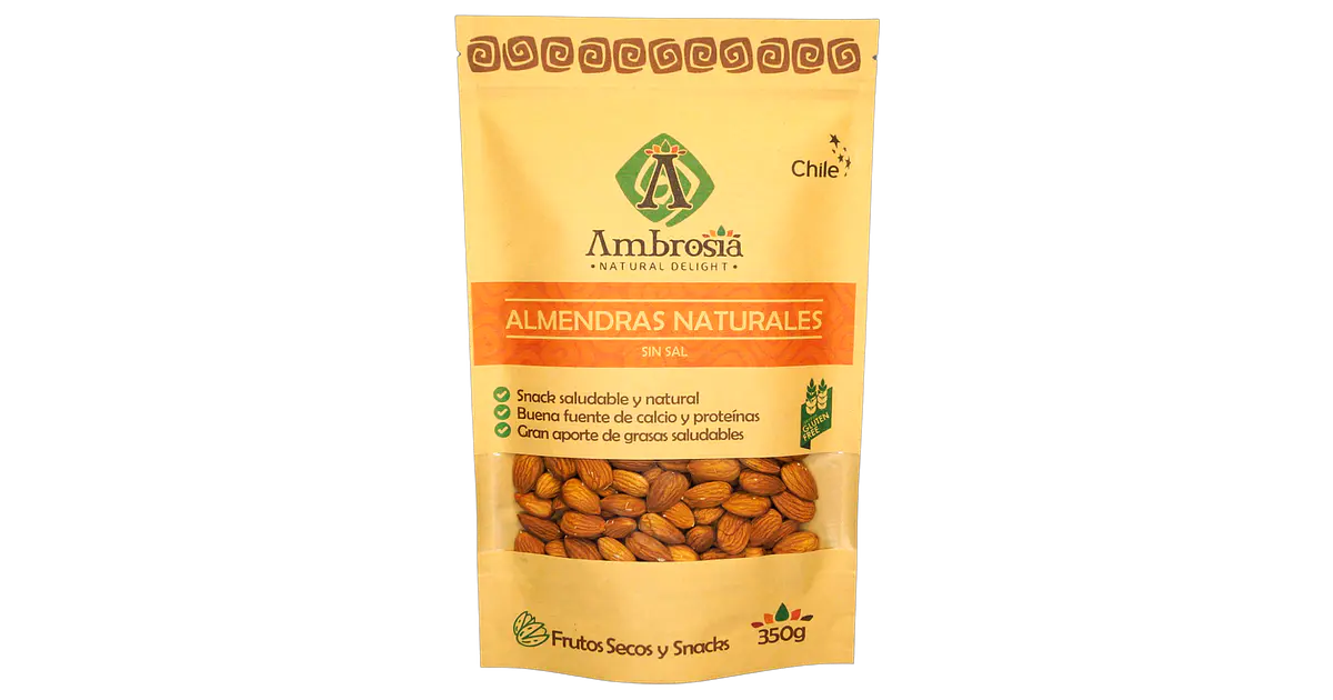 Almendras Naturales S/Sal Sin Gluten Ambrosía 350g