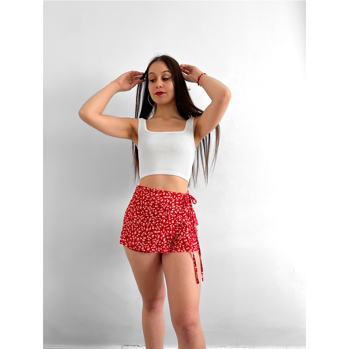 Falda short flores