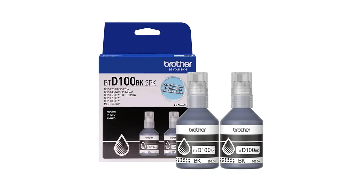 Pack 2 x Brother BTD100BK Black | Tinta Original