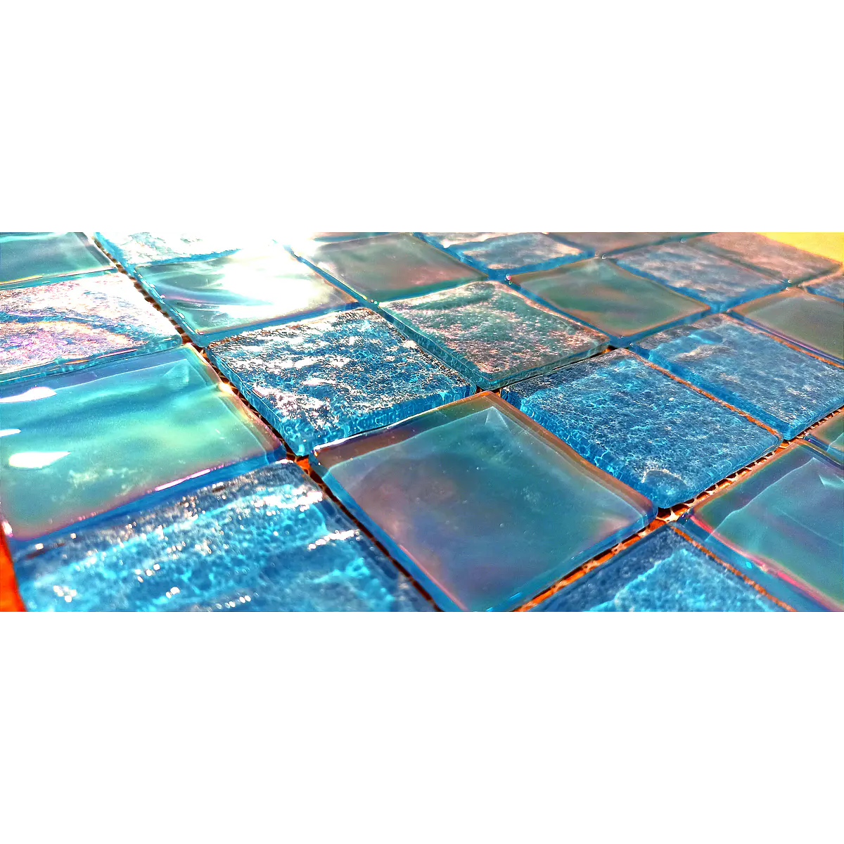 Mosaico vidrio tornasol azul 4.8*4.8 iridicentes