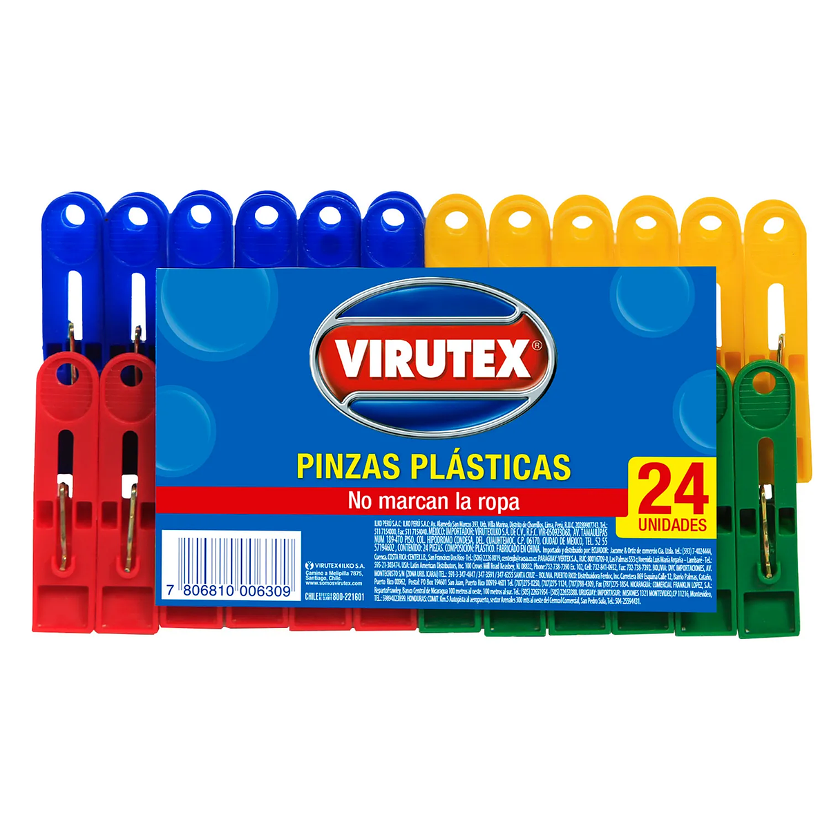 Pinzas Plásticas Virutex Pack 24 unidades.