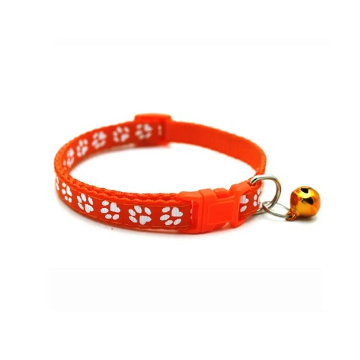 Collar con cascabel y patitas color Naranja | Todo para tus michis