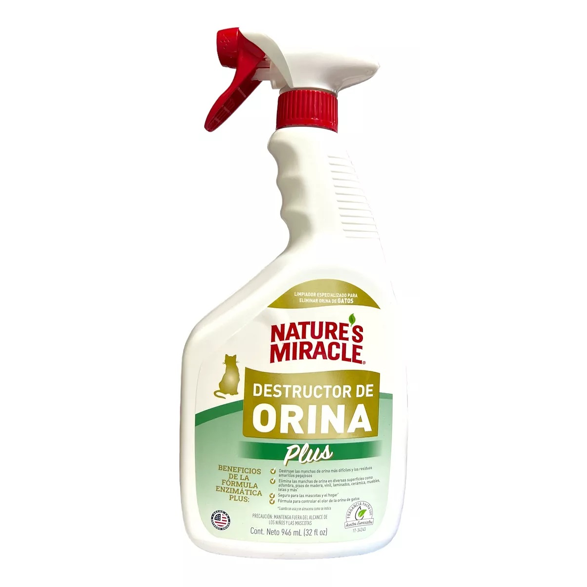Natures Miracle Destructor de Orina Plus Rociador 946ml | Todo para tus michis