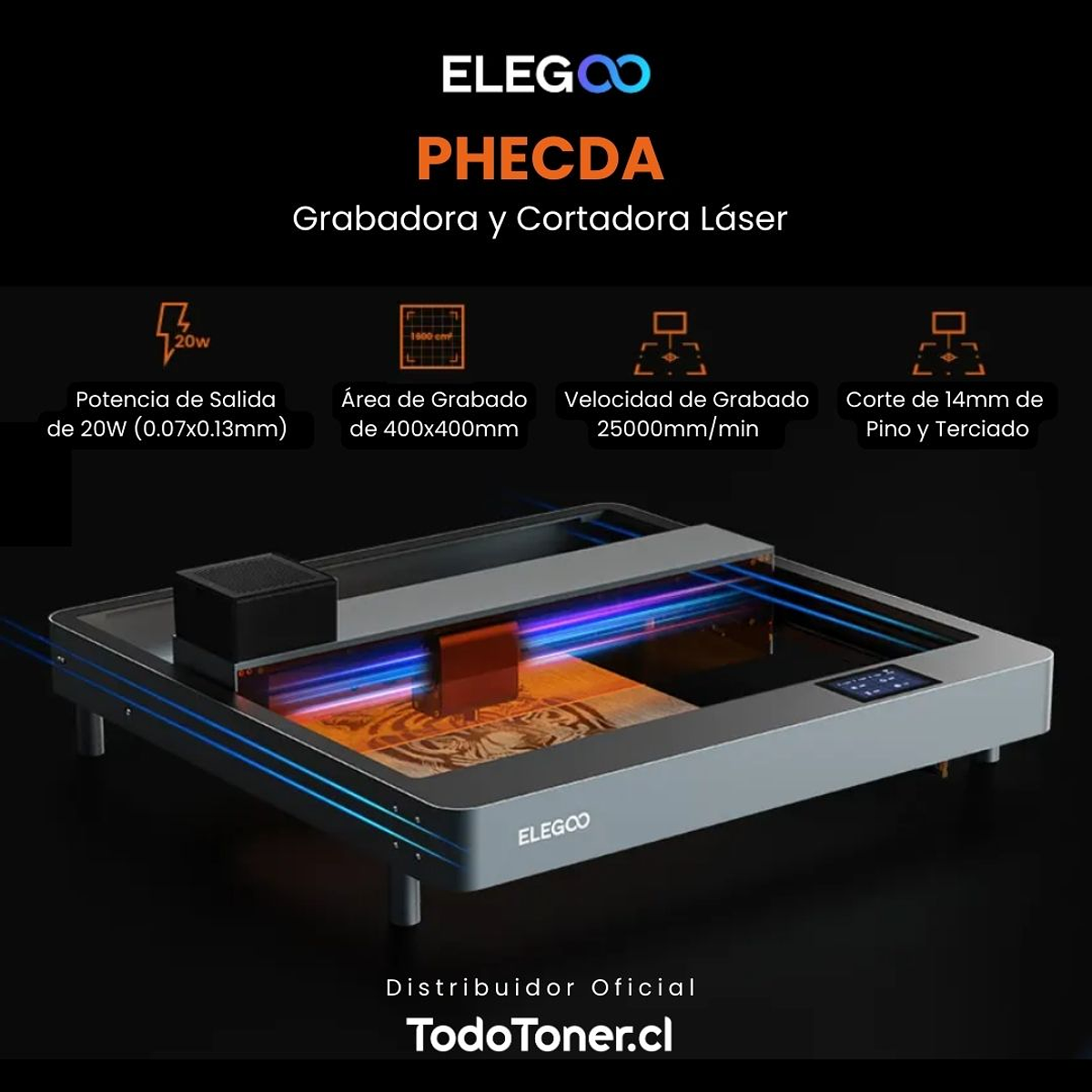 Laser Engraver Phecda 20W Elegoo | Grabado Láser y Cortad...