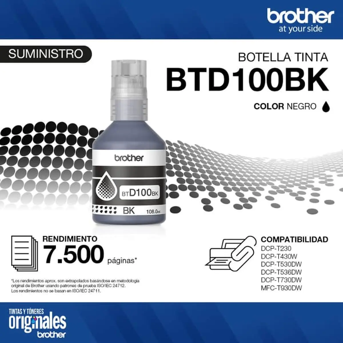Brother BTD100BK Black | Tinta Original