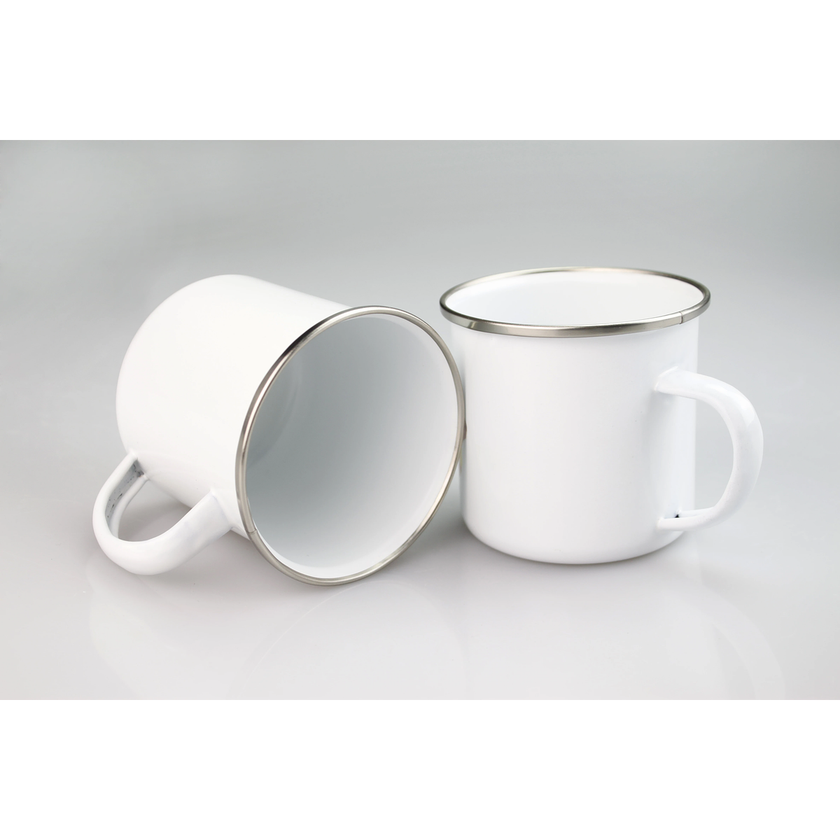 TAZÓN ENLOZADO CON BORDE DE COLOR PLATA DE 12 OZ