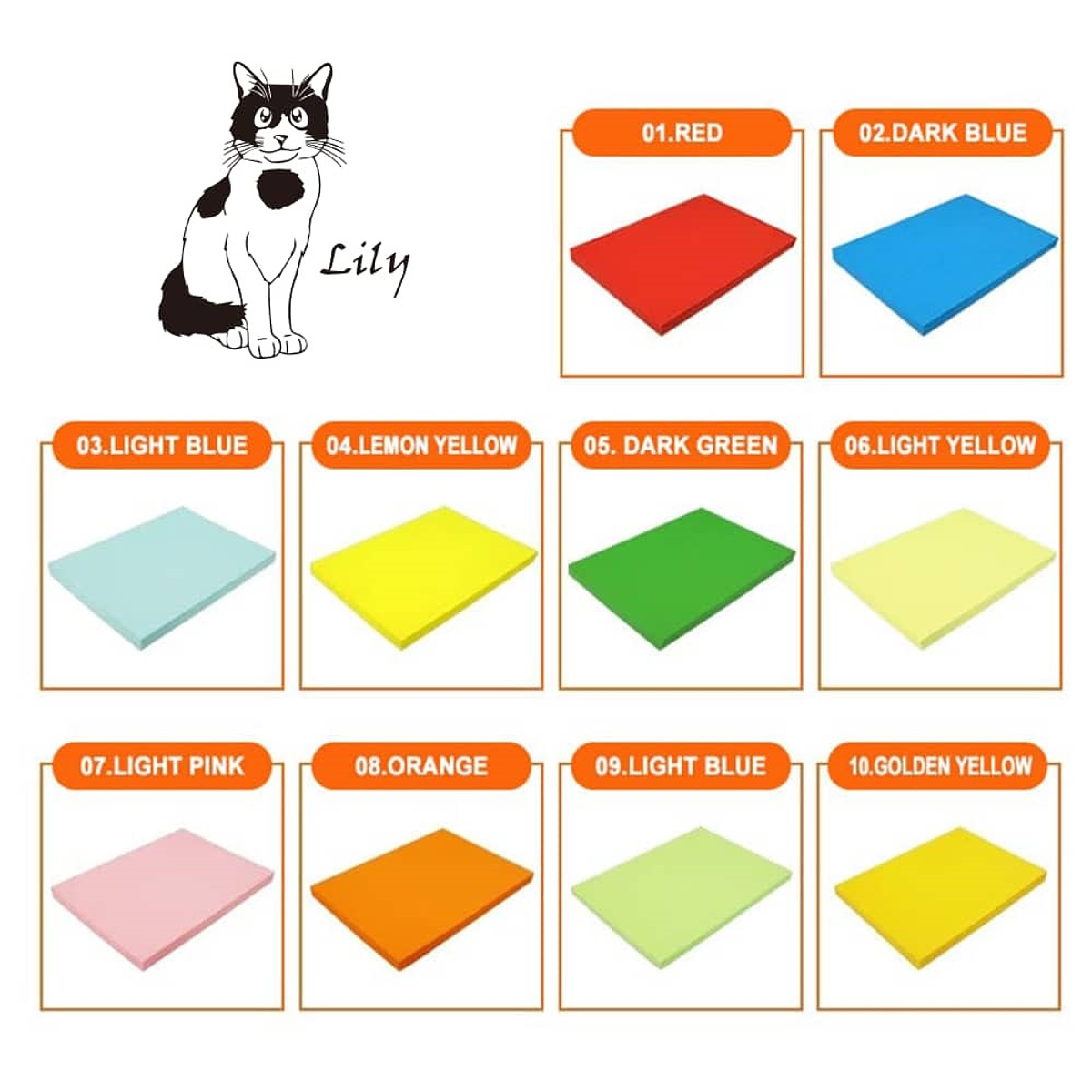 RESMA DE PAPEL DE COLORES DE 70 GRAMOS 100 HOJAS