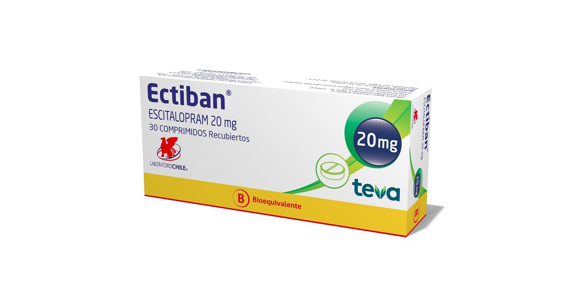 Ectiban (Bioequivalente) Escitalopram 20mg 30 Comprimidos Re