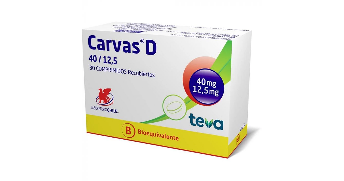 Carvas D comprimidos de 40/12,5 mg., envase de 30 comprim...