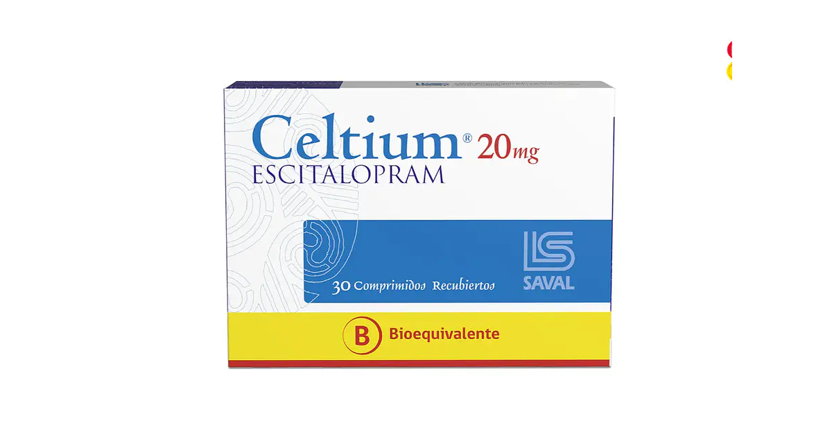 Celtium (Bioequivalente) Escitalopram 20Mg 30 Comprimidos...