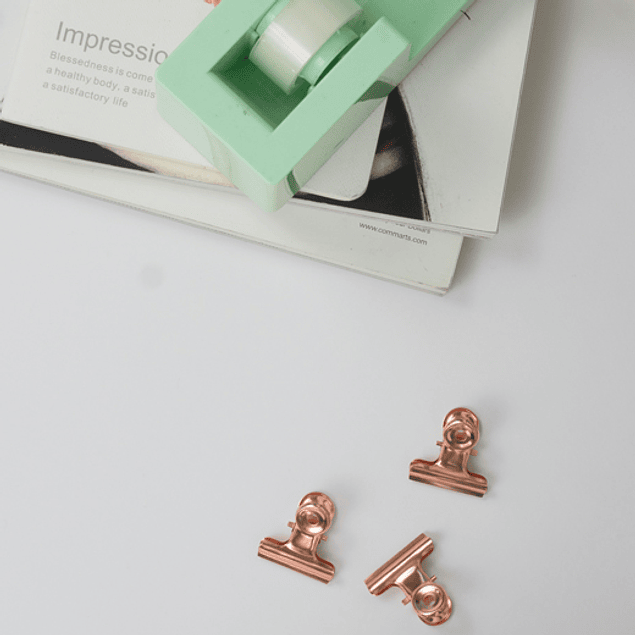 Set 4 clip metálico color Cobre con imán