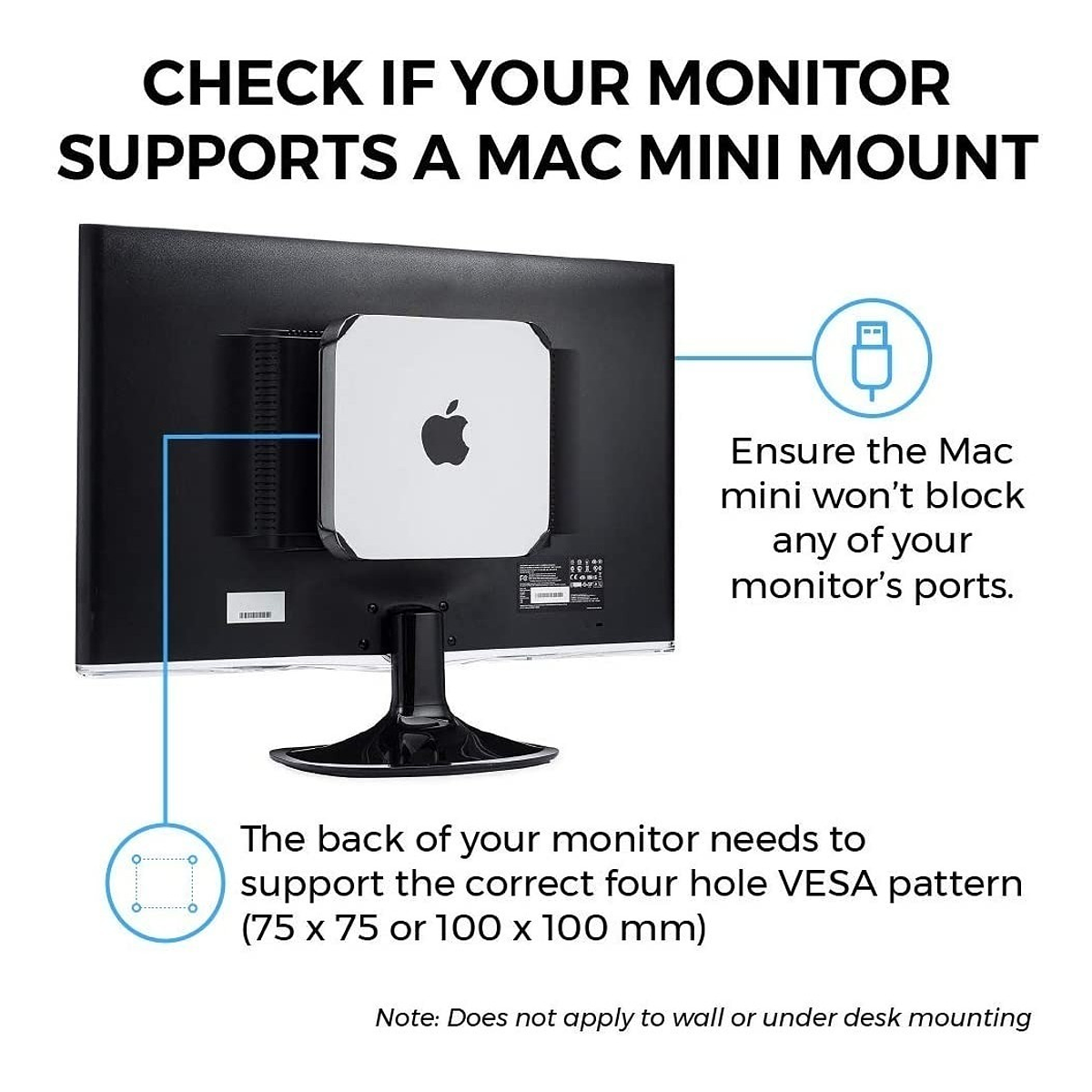 Soporte para Mac Mini para Monitor Pared Escritorio VESA