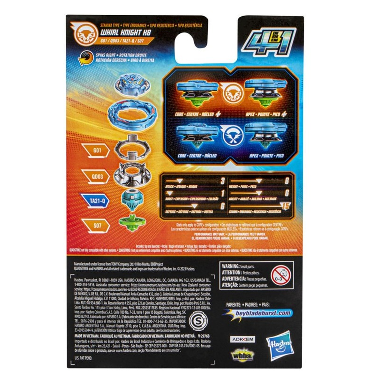 BEYBLADE BURST QUADSTRIKE STARTER PACK WHIRL KNIGHT K8