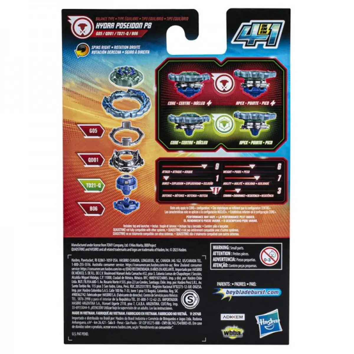 BEYBLADE BURST QUADSTRIKE KIT INICIAL HYDRA POSEIDON P8