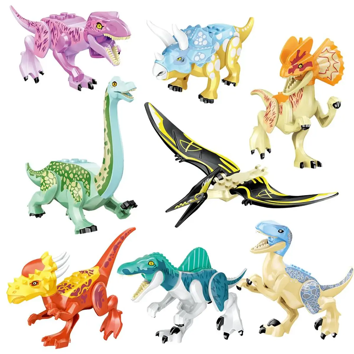 Set Dinosaurios X8 12cm Jurassic World Compatible Lego V3