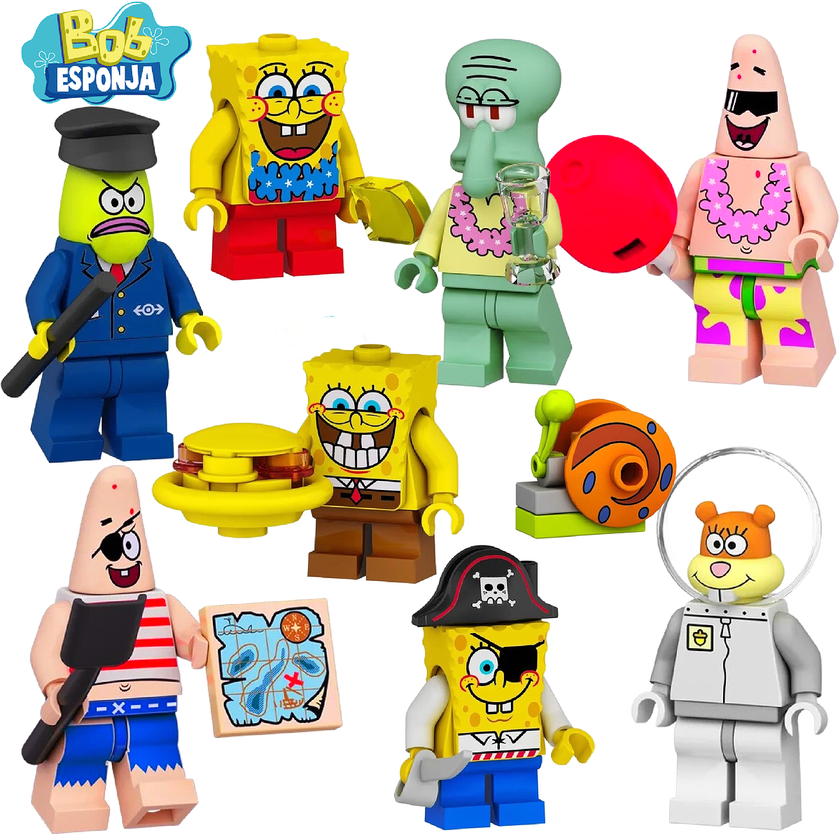 Set Figuras Bob Esponja Compatible Lego Calamardo Patricio E