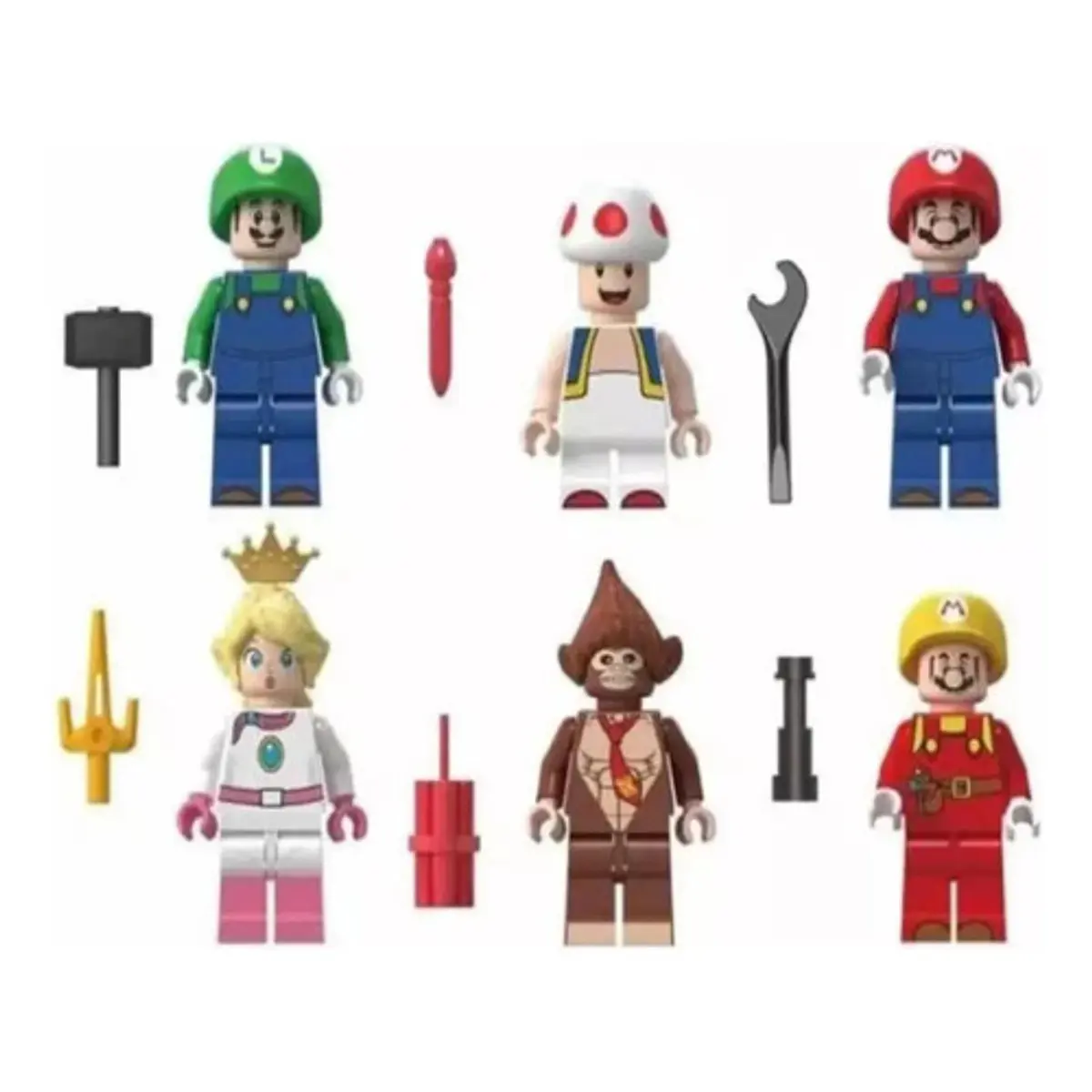 Set 6 Minifiguras Super Mario Bros Bloques De Construcción