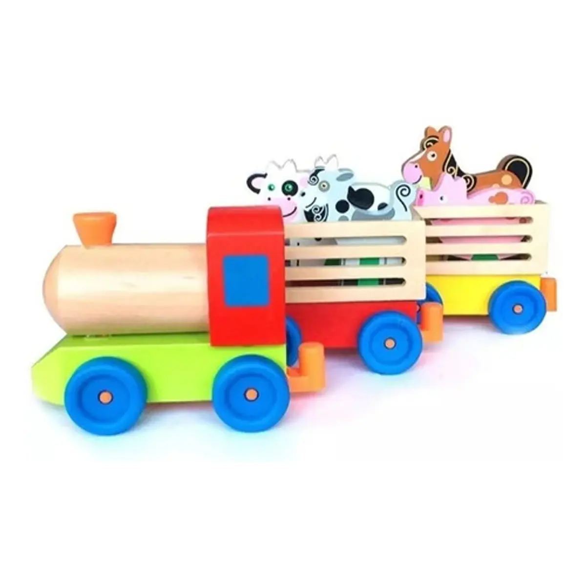 Tren Juguete De Madera Para Niños Granja Y Animales Color...