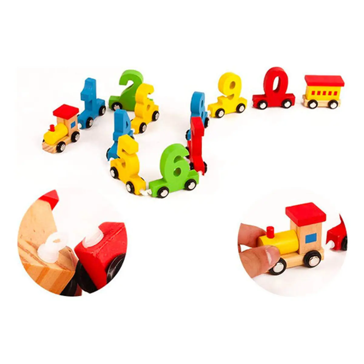 Tren De Madera Con Números Multicolor Juguete Didáctico