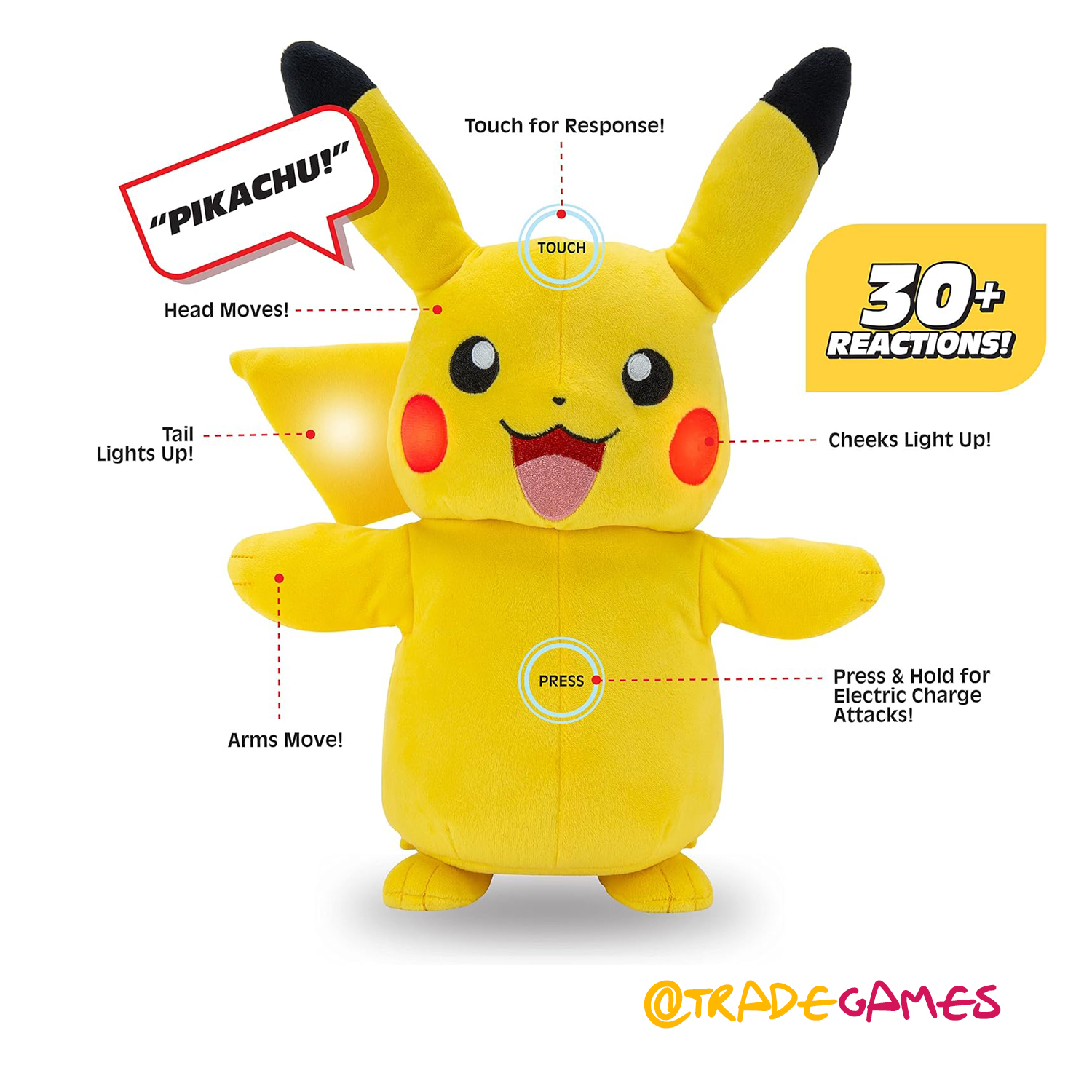 Pokémon Plush PIKACHU ELECTRIC CHARGE 10 Inch - Jazwares (C