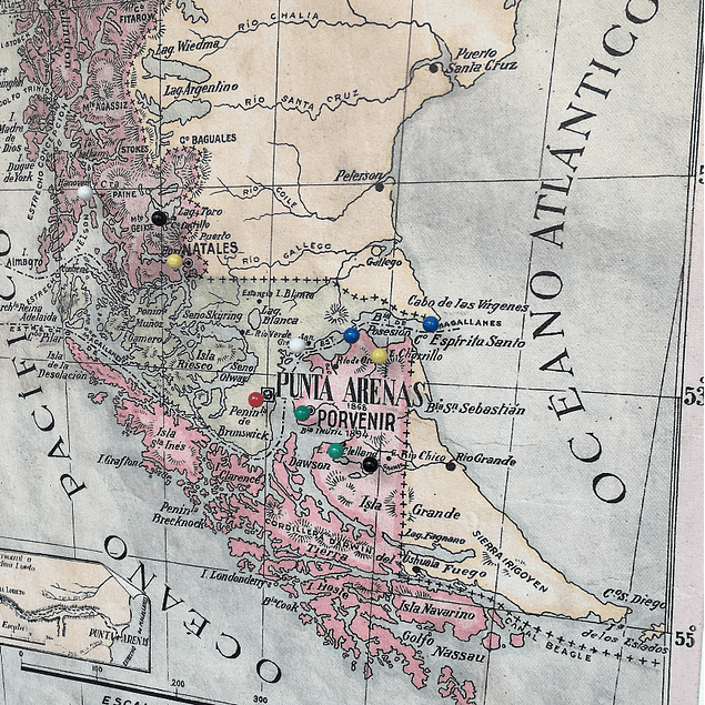 Mapa pineable antigua provincia de Magallanes