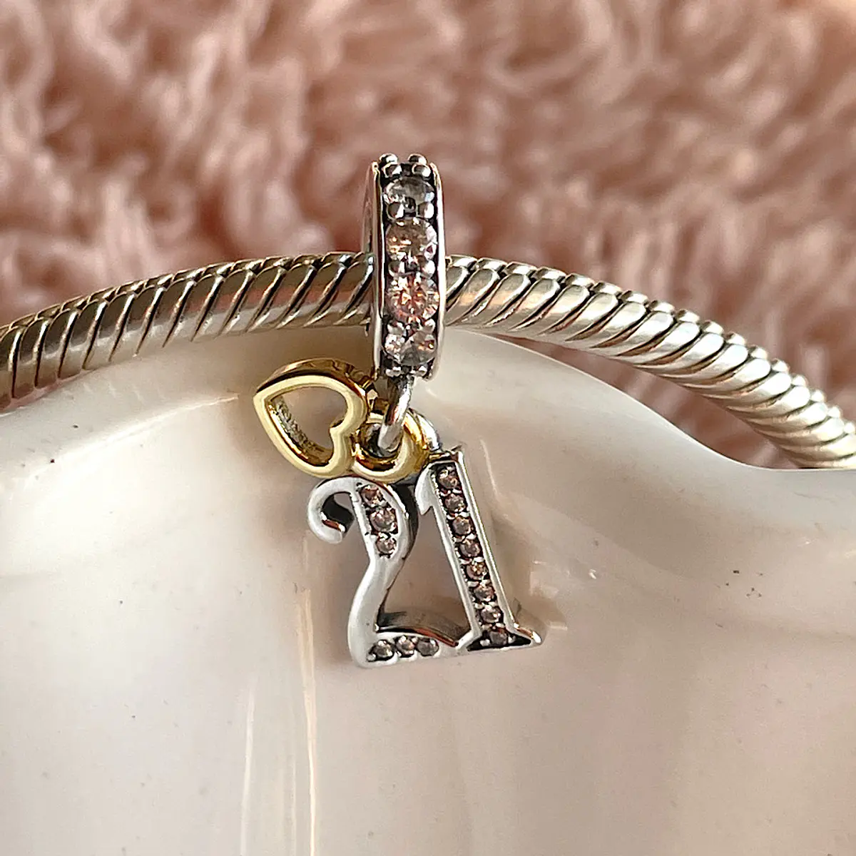 Charm número 21 Colgante Plata 925