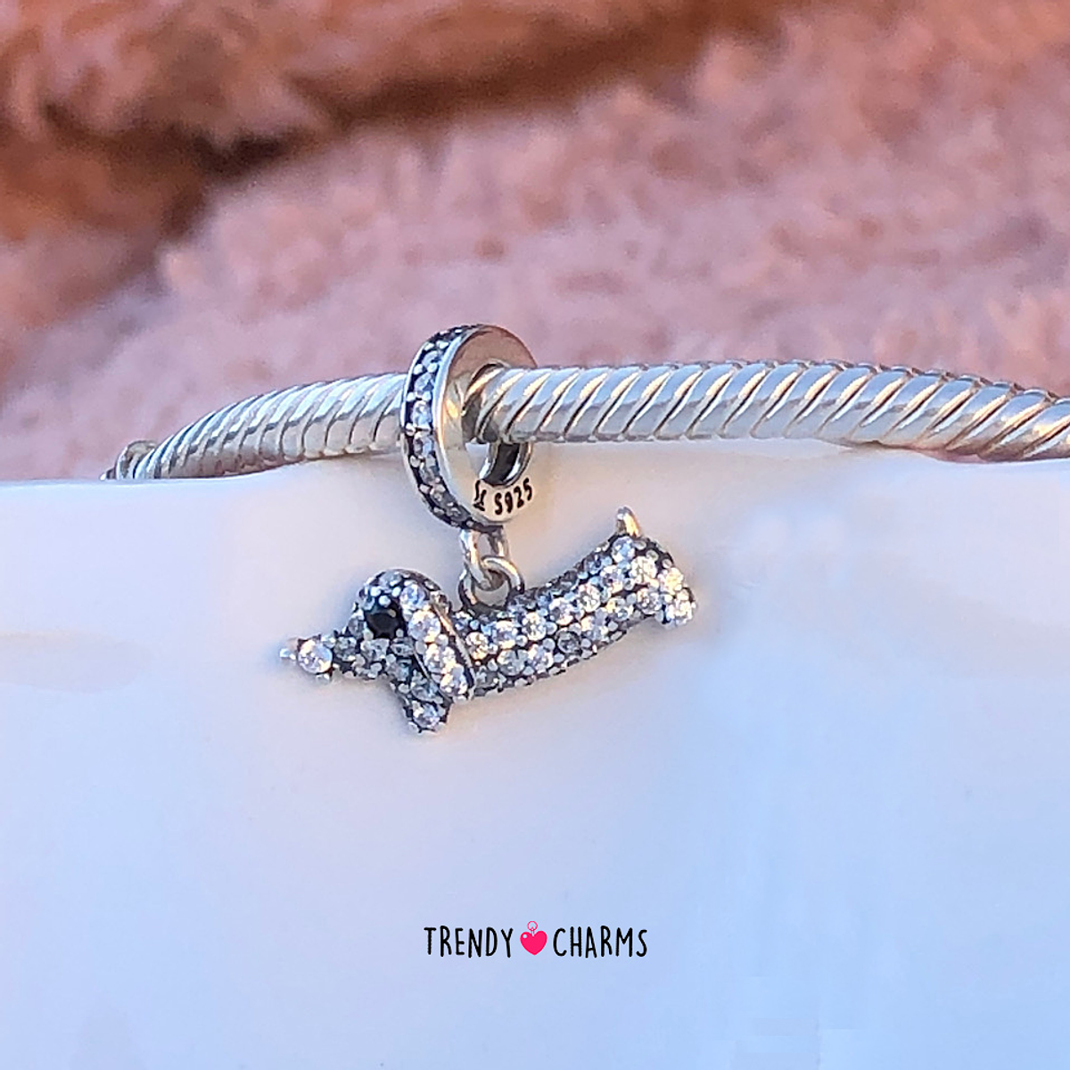 Charm Perro salchicha Plata 925