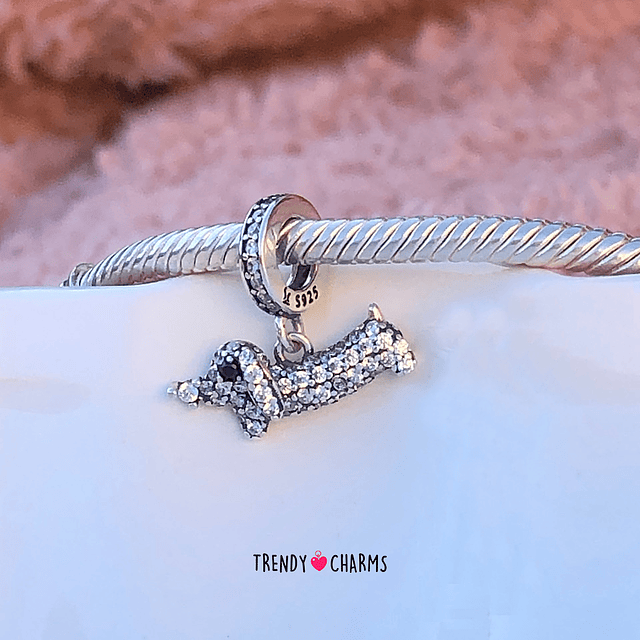 Charm Perro salchicha Plata 925