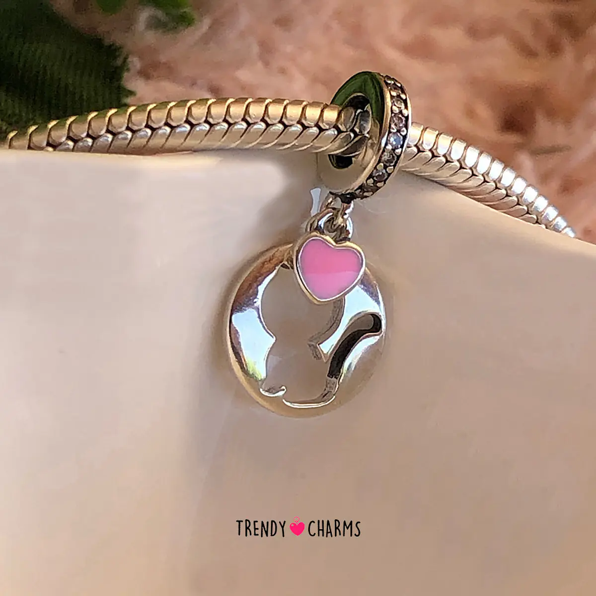 Charm Colgante Gato, Plata 925