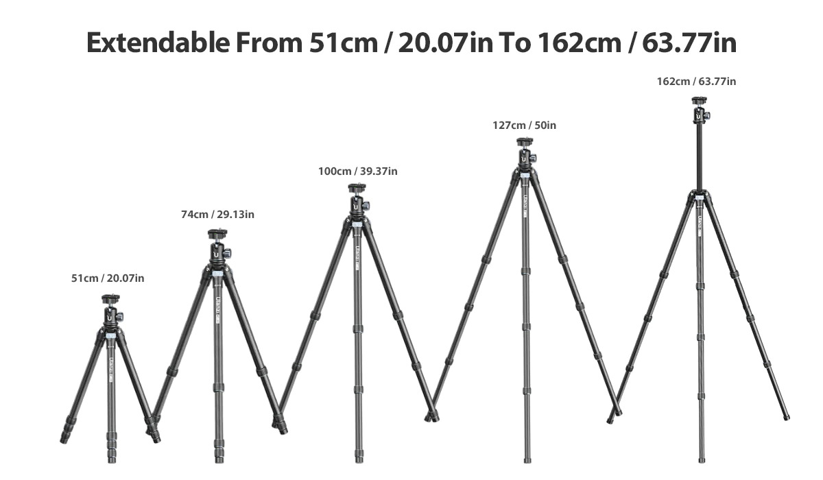 Ulanzi MT-60 Trípode fibra de carbono con monopie, carga 10