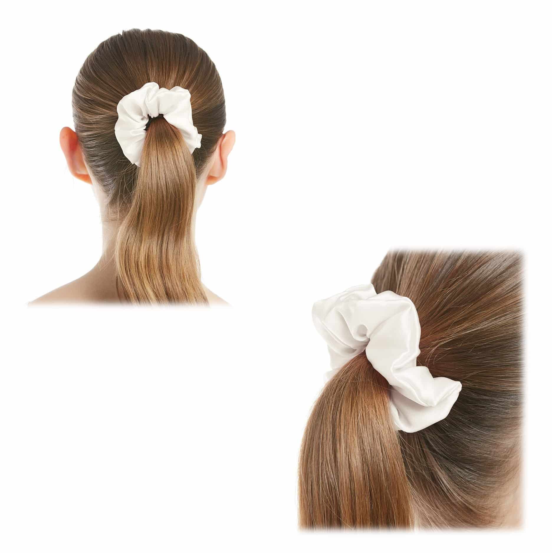 Colet blanco para cabello scrunchie claro y moderno a la ven