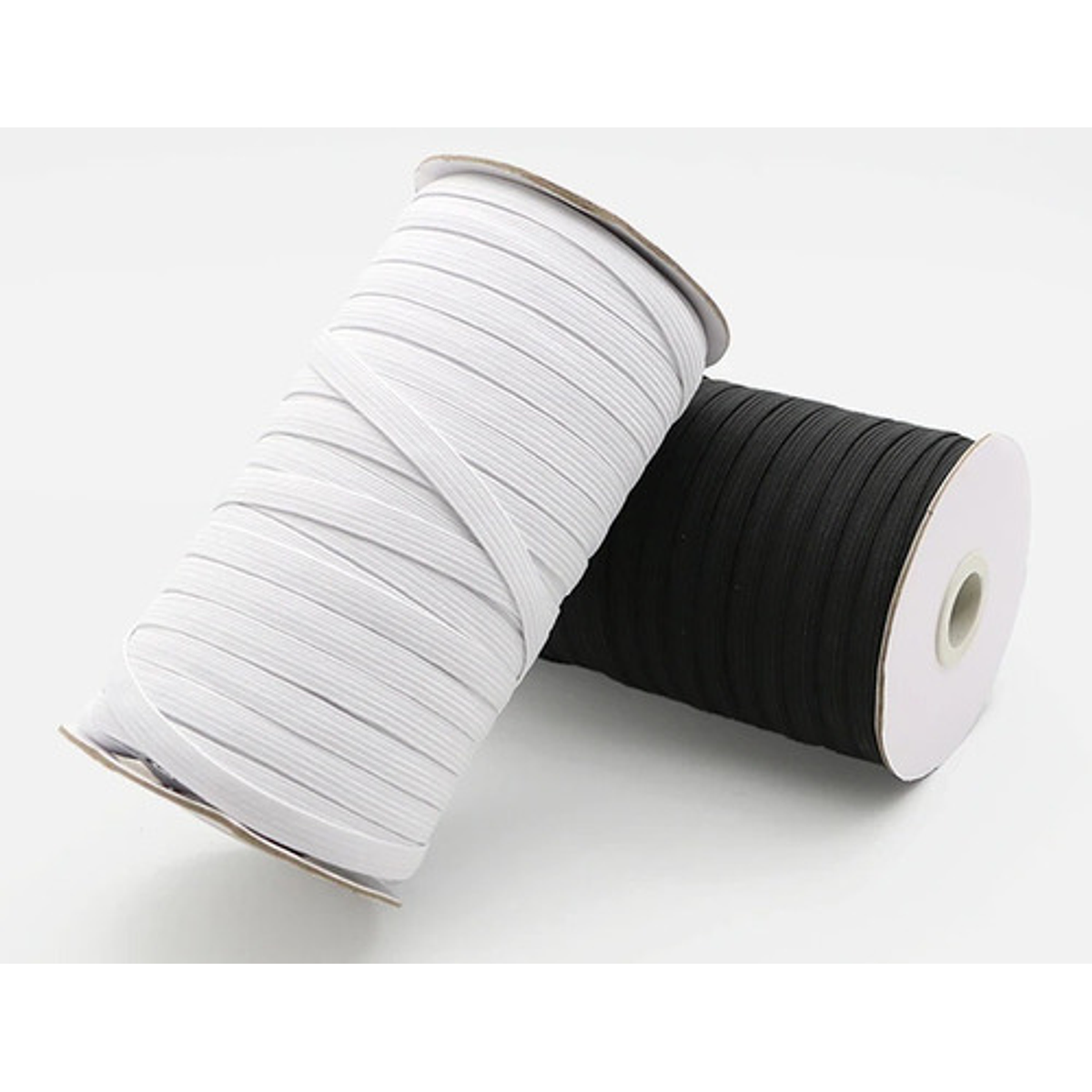 🌟 Elástico Tipo Rayón en Rollos de 100 Metros Blanco/Negro
