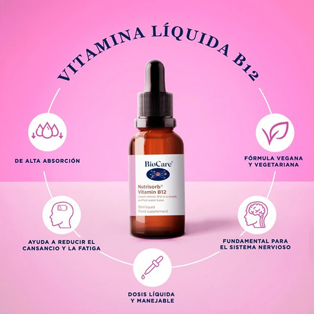 Biocare Nutrisorb Vitamina B12 Liquida Energia Sist Nervi...