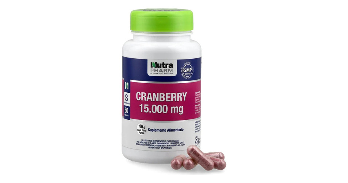 Nutra Pharm Cranberry 15.000mg Y Vitamina C 60 Cap Sin Sabor