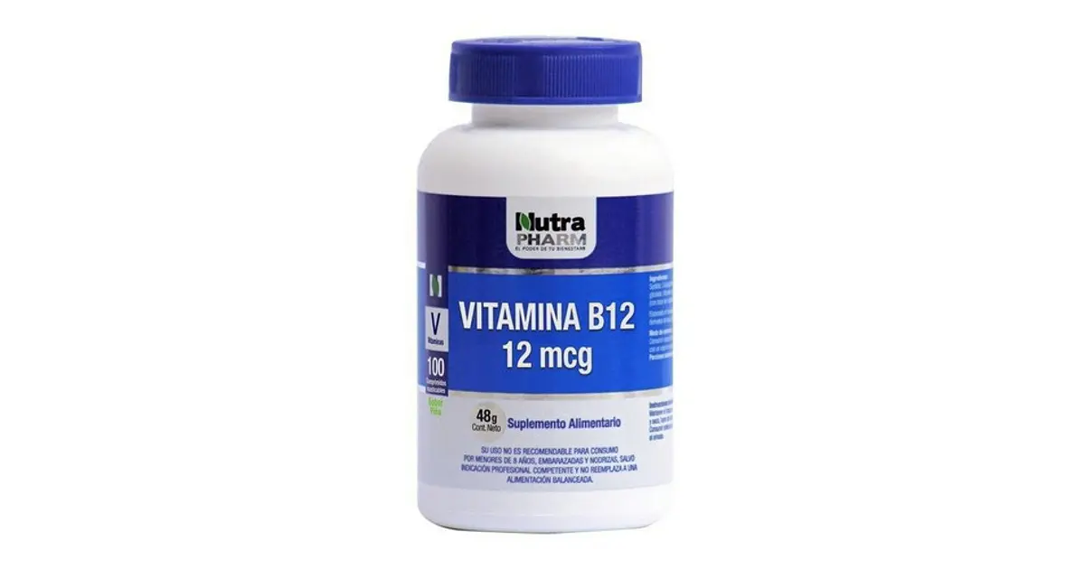 Vitamina B12 (100 Comprimidos) Masticables. Sabor Piña
