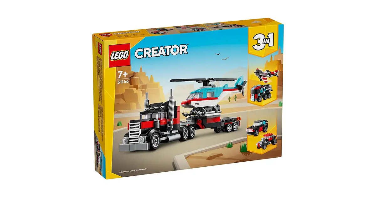 Lego Creator Camion Plataforma con Helicoptero 270pzs 7años+